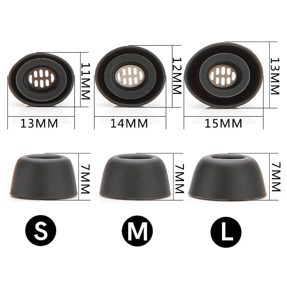 JNSA Replacement Ear Tips Silicone Anti-Slip Eartips Ear Plug Ear Tip Gels Compatible with Google Pixel Buds Pro, [Fit in Case],L/M/S 3 Size 3 Pairs,Black pixbp