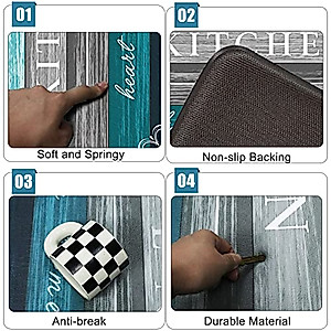 Sofort Kitchen Mat Farmhouse Cushioned Anti Fatigue Kitchen Rugs 2 Pieces Non Slip Waterproof Kitchen Mats for Floor, Rustic Wooden Comfort Standing Mats for Kitchen, Office, Sink, Laundry