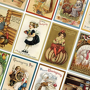 AnyDesign 48 Pack Vintage Fall Greeting Cards with Envelope Stickers 12 Designs Thanksgiving Cards Retro Autumn Harvest Thank You Note Cards for Wedding Baby Shower Supplies, 4 x 6 In