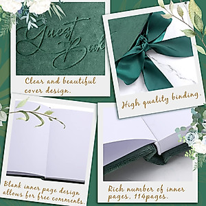 Panelee Wedding Guest Book with Pen Green Velvet Guest Book Wedding Reception 144 Page Sign in Book Wedding Memory Book Elegant Guest Book for Wedding Party Bridal Shower Guest Visitor