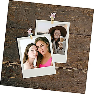 COLLBATH 5 Packs Clothesline of Cartoon Wood Craft Cards Pegs Clips for Holders Hanging Clothespins Memos Cow DIY Rope Wooden Clothespin Travel Pins Kitchen Pin Picture Art