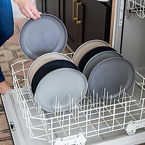 Grow Forward Premium Wheat Straw Plates - 10 Inch Reusable Hard Plastic Dinner Plates Set of 8 - Unbreakable Microwave Safe Plates for Dessert, Camping, RV, Outdoors, Patio, Kitchen Dishes - Moonlight