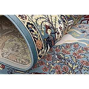 Unique Loom Narenj Collection Classic Traditional Hunting Scene Textured Design Area Rug, Rectangular 5' 0" x 8' 0", Blue/Tan