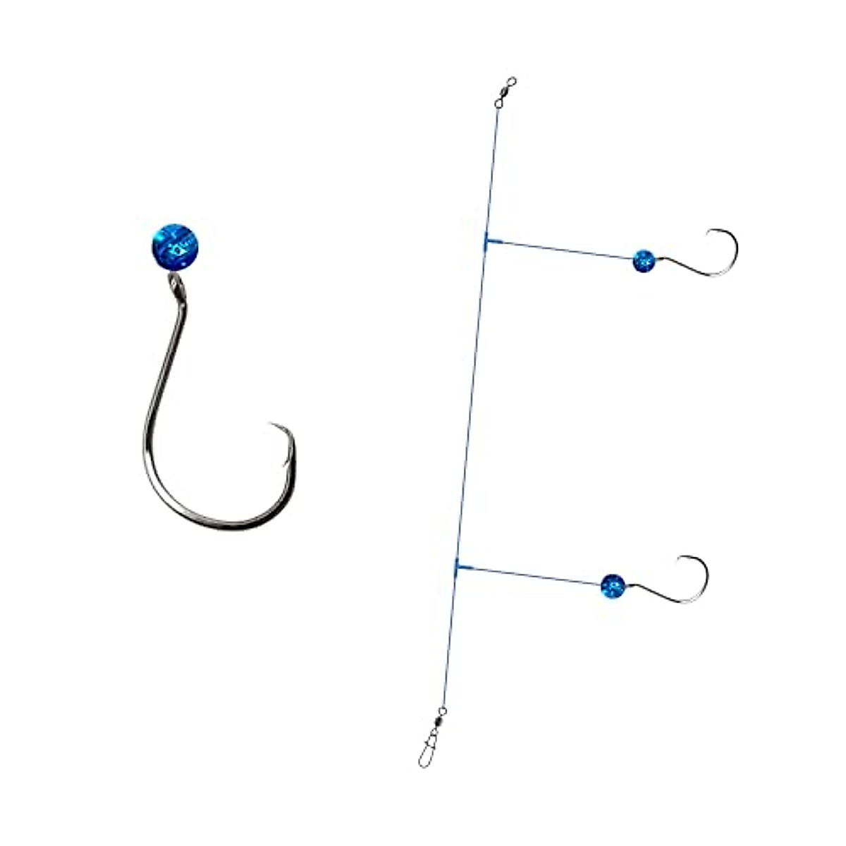 3 Pack '2/0' Bead Rig Surf Fishing Hi-Lo Double Drop Hand-Tied 30LB Mono (Ocean Blue)