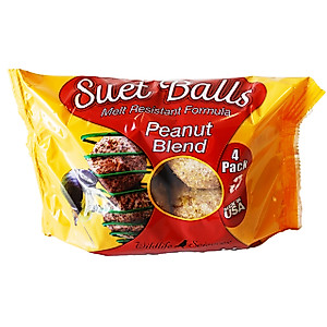Wildlife Sciences Suet Balls 24 Pack, 6 Individually Wrapped Packs of 4 Bird Suet Balls (Peanut Blend)