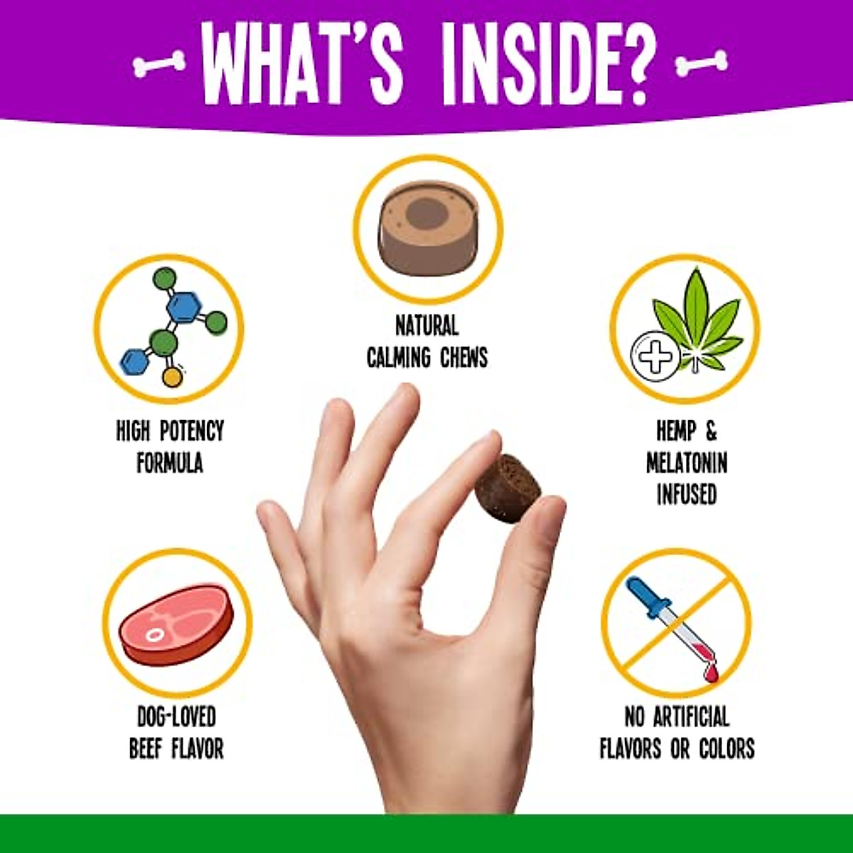 True Tails Calming Chews for Dogs – 90 Dog Calming Treats with Melatonin, Valerian Root, Hemp Oil for Dog Calming – Delicious Calming Dog Chews for Relaxation – No Preservatives or Fillers – Beef