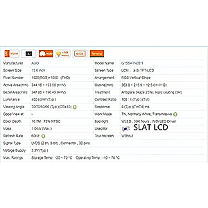 AUO 15.6 Inch LCD Panel G156HTN02.1 with Full kit of Driver Board