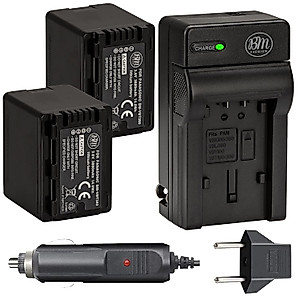 BM Premium 2 VW-VBT380 Batteries and Charger for Panasonic HC-V800K, HC-VX1K, HC-WXF1K, HCV510, HCV520, HC-V550, HCV710, HC-V720, HC-V750, HC-V770, HC-VX870, HC-VX981, HCW580, HC-W850, HC-WXF991