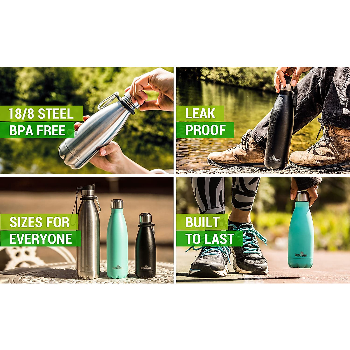 Stainless Steel Water Bottle – 25 oz Vacuum Insulated Double Wall with Screw Lid/Leak Proof Thermal Travel Sports Flask Coffee Canteen - 25 oz, Black