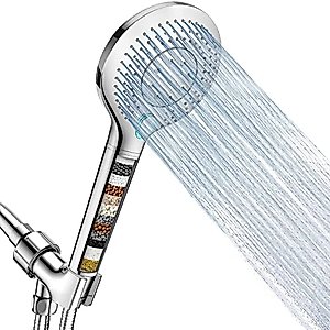 Filtered Shower Head with Handheld, Dormmi High Pressure Hand Held Showerhead with Hose & Bracket, 15 Stages Water Softener Shower Head Filters for Hard Water Remove Chlorine and Harmful Substances