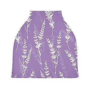 Nursing Cover Breastfeeding Scarf Lavender Flowers Purple- Baby Car Seat Covers, Stroller Cover, Carseat Canopy (2na7a)