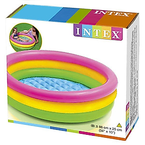 Intex Sunset Inflatable Baby Pool (2 Pack) & Inflatable Ocean Scene Kids Pool