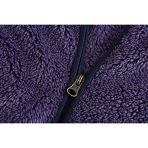 Girl's Jacket Kids Full Zip Ultra Soft Sherpa Fleece Hoodie Sweatshirt Dark Purple 16-18Years