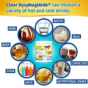 Clear DysphagiAide Thickener Powder - 180 Servings - Liquid and Drink Thickener for Dysphagia, (Nectar Thick Consistency and Honey Thick Consistency), Pack of 1
