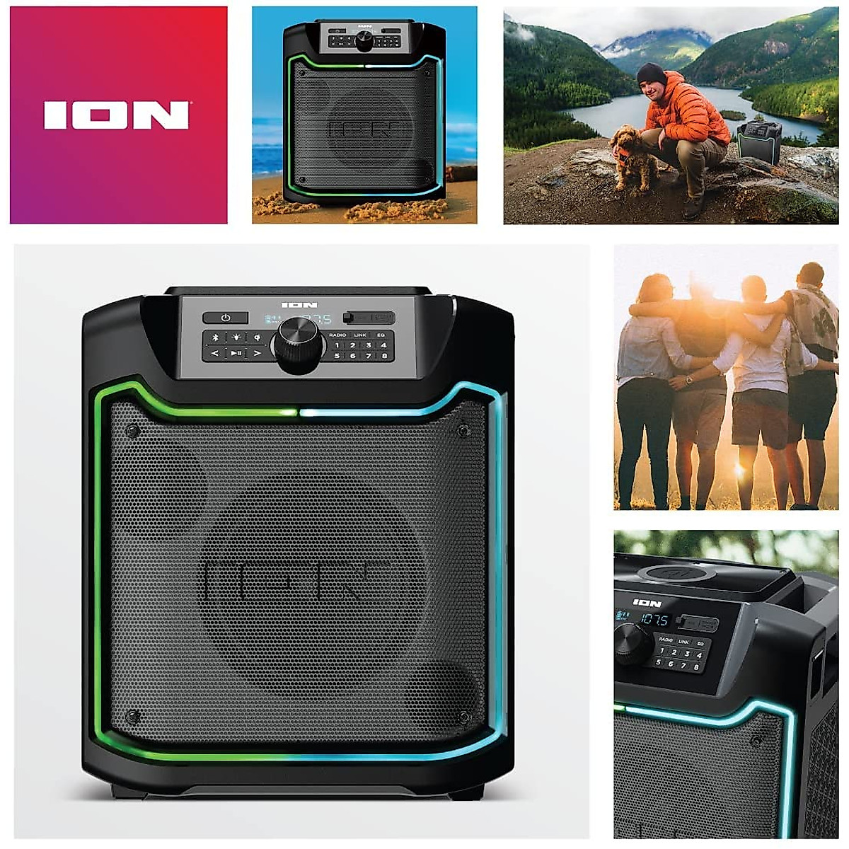 ION Trailblazer - High-Power All-Weather Rechargeable Bluetooth Speaker with Qi Wireless Charging