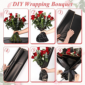 RowinsyDD 20 Sheets Black Flower Wrapping Paper, Waterproof Packaging Paper for Floral Bouquets, 22.8 x 22.8 inch Gift Packing Florist Supplies
