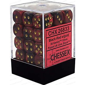 Gemini 12mm d6 Black-Red Gold Dice Block