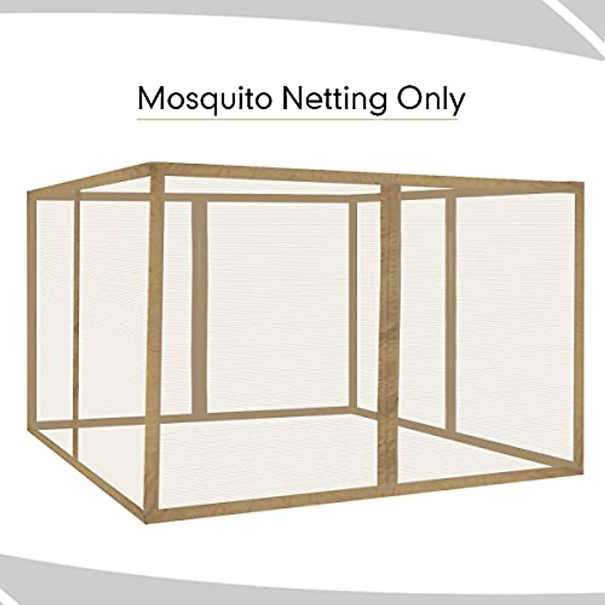 Ontheway Universal 10' x 12' Gazebo Replacement Mosquito Netting (Mosquito Net Only) (Light Brown)