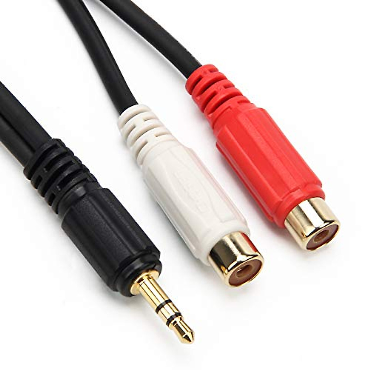 AHIER 3.5mm Gold 1/8 Stereo Mini Jack Male to 2 Female RCA Adapter Audio
