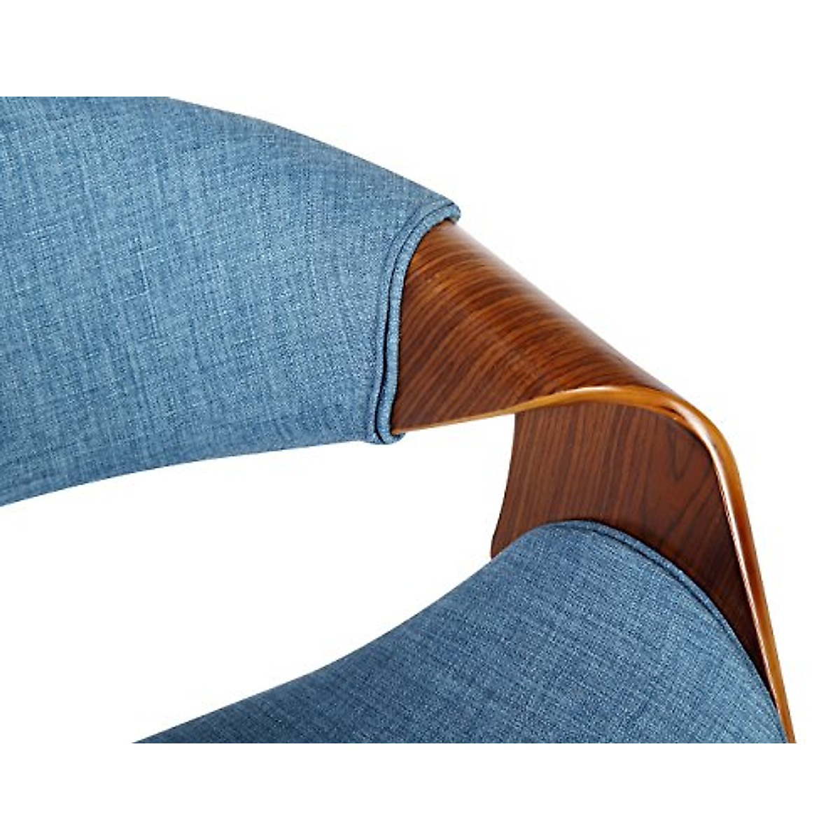 Armen Living Butterfly Mid Century Modern Upholstered Fabric Wood Dining Accent Chair for Kitchen Table Desk Vanity, 21D x 22W x 29H in, Blue/Walnut