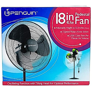 Westerly Oscillating Pedestal Fan, Adjustable Height, 3 Speeds, for Bedroom, Living Room, Home Office and College Dorm Room, 18", Black (2)