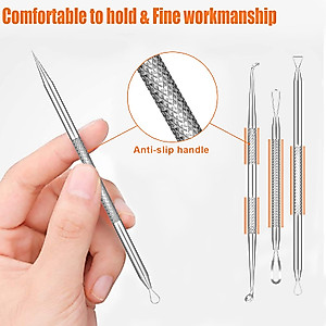 Pimple Popper Tool Kit, 15 PCS Blackhead Remover Comedone Acne Extractor Tools, Professional Sharp Stainless Skin Blemish Removal Pimple Tools with Metal Case