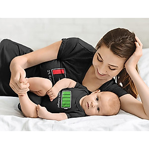 Tstars Battery Low 100% Charged Mommy and Baby Girl Boy Matching Outfits Funny Mothers Day Mother & Daughter Son Shirts Mom Black Medium/Baby Black Newborn (0-3M)