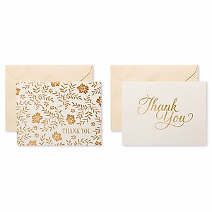 American Greetings Wedding Thank You Cards with Envelopes, Gold and Cream (50-Count)
