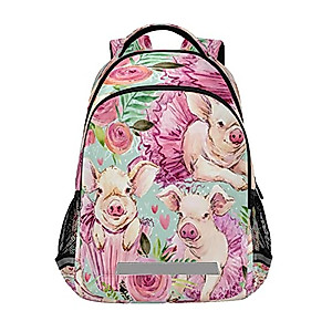 ALAZA Cute Pig Leaf Animal Cake Large Backpack Travel College School Shoulder Laptop Bag Daypack Bookbag