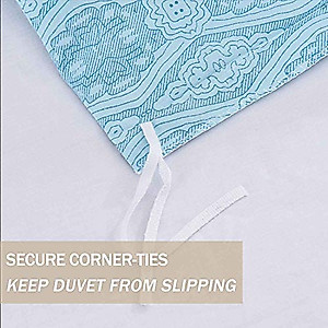 Nanko Queen Duvet Cover Set Boho Red Blue Colorful Retro Striped Print 3pc 90 x 90 Luxury Soft Microfiber Down Comforter Quilt Bedding Cover with Zipper Ties - Bohemian Exotic Style for Men and Women