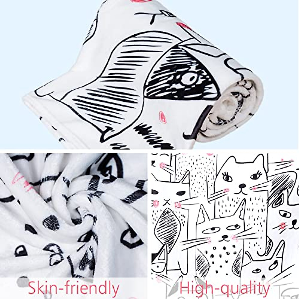 BQH Cat Throw Blanket for Cat Lovers Cute Blankets Cat Plush Blanket Cat Blanket for Women Cat Themed Gifts for Women (50 * 60inchs,NewCat6)…