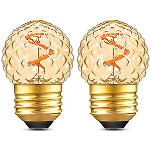 G40 Replacement Bulbs Night Light Bulbs Small Edison Light Bulb Base Sizes Chart Mini Globe Low Watt Light Bulbs 1W(10W Equivalent),AC120V Warm White 2200K 80LM,Outdoor Holiday Decorative Bulbs ,2Pack