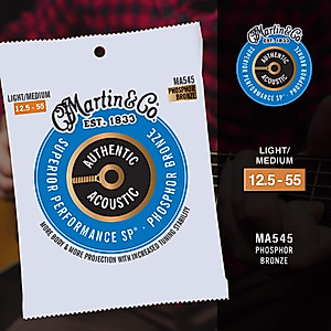 Martin Authentic Acoustic Guitar Strings, Superior Performance Medium 12.5-55, 92/8 Phosphor Bronze