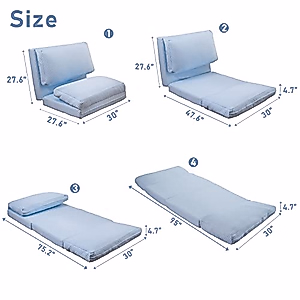 MAXYOYO Cooling Mattress, Single Floor Sofa Bed with Foam Filling, Foldable Faux Fur Cover, Blue, 30x95 Inch, Helps Hot Sleepers