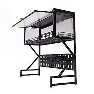 LOYALHEARTDY Over Sink Dish Drying Rack with Cover, 2 Tier Large Storage Kitchen Sink Organize Stand Shelf Space Saver Metal Dish Drying Rack for Kitchen Counter, 33.5"