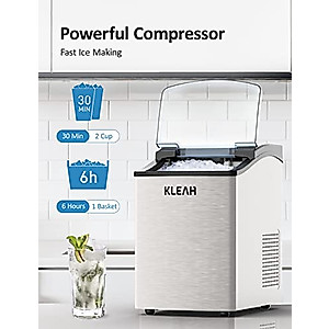 Nugget Ice Maker Countertop, 40lbs/Day, Pebble Ice Maker Machine with Ice Scoop and Basket, Self-Cleaning, Auto Water Refill, Touch Button, Ice Coffee and Cocktails for Indoor/Outdoor