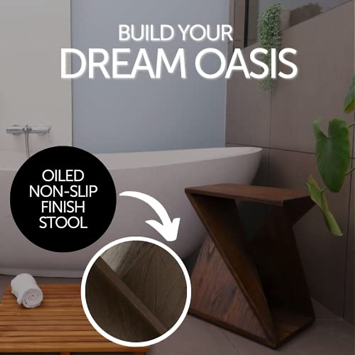 Nordic Style Dark Teak Spa Bath Decor Indoor/Outdoor Twisted Stool