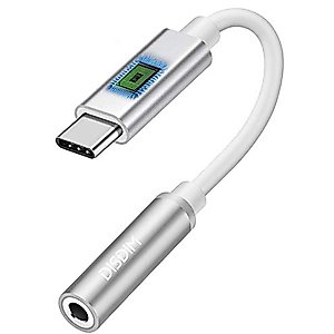 DISDIM Moto Z / HTC Type C to 3.5mm Headphone Aux Jack Adapter, USB Type C to 3.5mm Microphone Audio Connector Cable for Moto Z, HTC, Pixel 2 / Pixel 2 XL and Other USB-C Devices-Silver