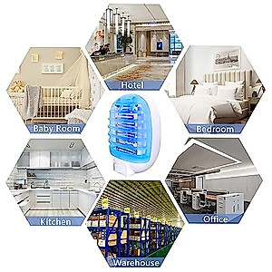Indoor Bug Zappers, Electronic Insect Killer Fly Insect Trap Plug-in Mosquitoes Killer Mosquito Zapper with Blue Lights for Living Room,Kitchen,Bedroom,Baby Room,Office (6packs)