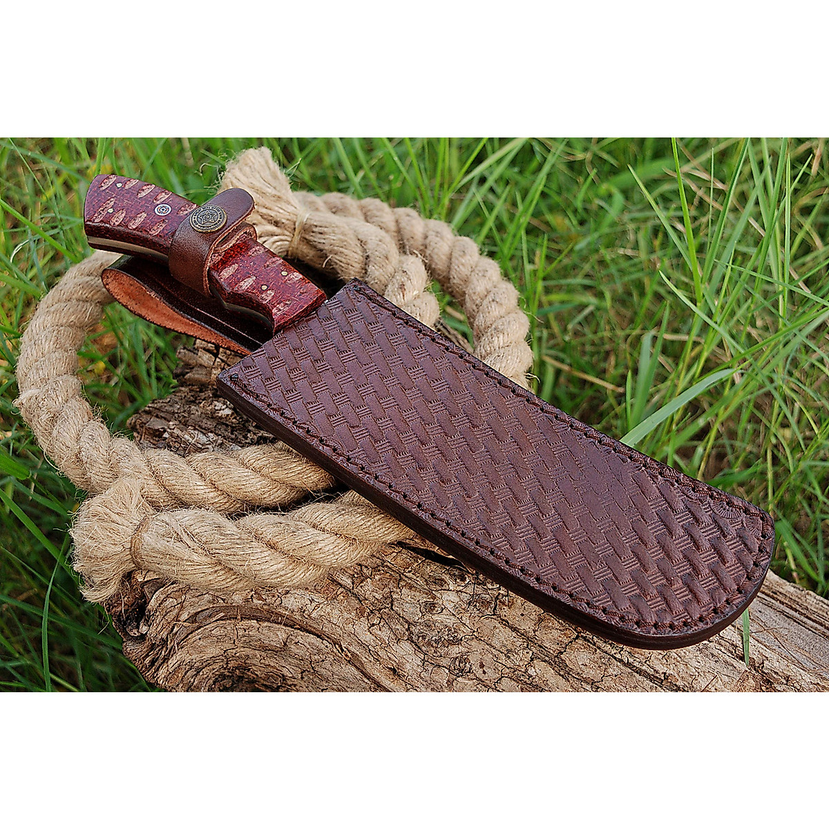 Damascus Steel Meat Cleaver Knife, Chef Knife, Butcher Knife - Multipurpose Sharp Knife, Kitchen Knife For Meat, Vegetable Cleaver & Damascus Cleaver Knife with Micarta Handle & Knife Sheath