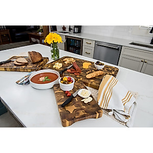 Lipper International 1290 Acacia End Grain Cutting Board with Cut-Out Handles for Cutting or Serving, 15 3/4" x 12" x 1 1/4"