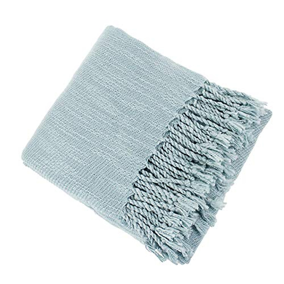 Fennco Styles Classic Woven Solid Lightweight Throw Blanket with Fringe Design 50" W x 60" L - 4 Colors (Aqua)