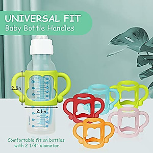 Aolso Silicone Baby Bottle Handles, 2PCS Bottle Handles, Baby Bottle Handles has Easy Grip Handles, Bottle Handles for 2.25" Diameter Baby Bottles and Straw Bottles(Blue/Green)