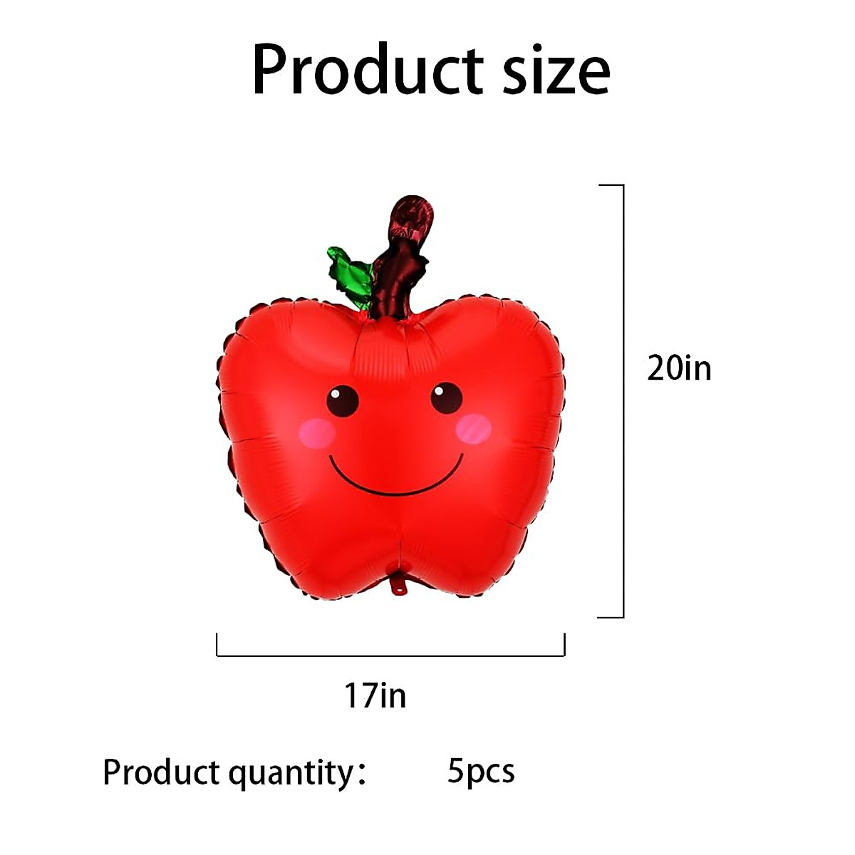 HADCKJA 5Pcs Apple Fruit Balloons Fruit Themed Balloons Apple Foil Balloon Party for Fruit Apple Theme Decoration Fruit Balloons Summer Party Themed Decorations Hawaiian Party