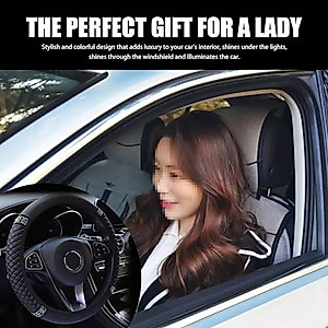 Crynod 1 PC Bling Car Steering Wheel Cover, Rhinestone-Encrusted Leather Elastic Protective Cover Without Inner Ring, Universal Automotive Decorative Accessory, Suitable for Most Models (Black)