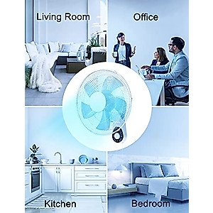 Delvit Wall Mount Fan, 16 inch Wall Fan with 5 Blades,3 Speeds, 90° Oscillating Adjustable Tilt, ETL Certified for Bedroom Office Warehouse Workshop Patio and Basement,white.