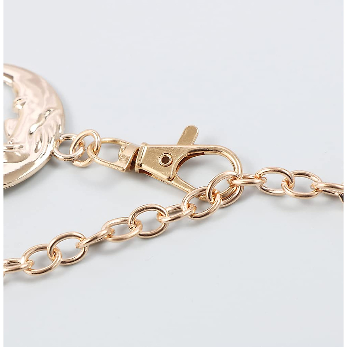 JKJF Moon Belt Chain Metal Waist Chain Jeans Chains Fashion Body Jewelry for Women Ladies Girls – Style 4 Golden