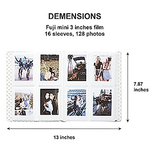 128 Pockets Mini Photo Album for Fujifilm Instax Mini 70 7s 8 8+ 9 11 25 50s 90, Polaroid Z2300, Polaroid PIC-300P Film Instant Camera & Name Card (Smokey White)