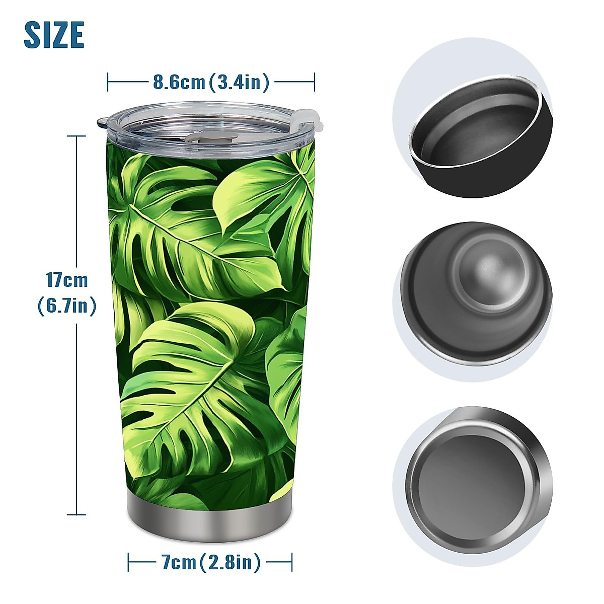 QWEUIOP 20oz Insulated Travel Coffee Mug Leaf Of Monstera Plant Stainless Steel Tumbler with Lid Double Wall Vacuum Coffee Cup For Hot and Cold Drinks14465