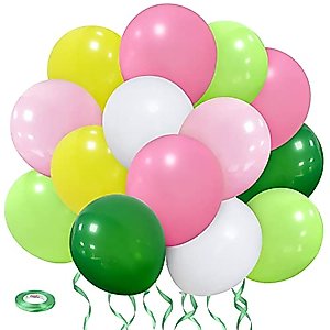 Nobledecor Pink and Green Balloons, 60pcs Pink Balloons 12 Inch Green Balloons, Green and white Balloons Latex Jungle Balloons Garland Kit for Party Birthday Decorations, Pink Green Balloon Arch